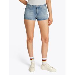 Tommy Jeans Damen Shorts "NORA SHORT BI8219", blau, Gr. 28, unifarben, Denim/Jeans, Obermaterial: 98% Baumwolle, 2% Elasthan, Hosen, mit Logo-Bage,