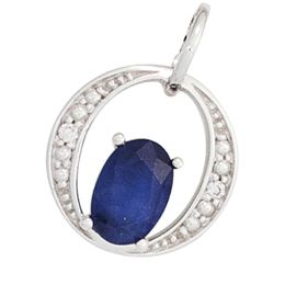 Jobo Damen Kettenanh&auml;nger "Anh&auml;nger Wei&szlig;goldanh&auml;nger 14 mm", P1 = bei 10-facher Vergr&ouml;&szlig;erung erkennbare Einschl&uuml;sse, Diamanten Wei&szlig;gold 585blau,