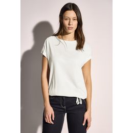 Cecil Damen T-Shirt, wei&szlig;, Basic, Gr. XXL, unifarben, Web, 50% Baumwolle, 50% Modal, Shirts, mit Tunnelzug am Saum