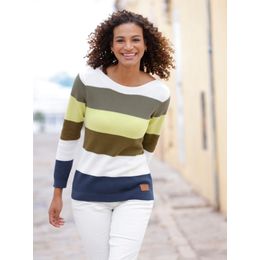 Casual Looks Damen Strickpullover "Pullover", gr&uuml;n, Gr. 42, gemustert, gestreift, mehrfarbig, 100% Baumwolle, Pullover
