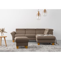 Ecksofa Home Affaire, B:249cm H:84cm T:217cm, braun, 100% Polyester, Wohnzimmer, Sofas, "Lindgren L-Form", wahlweise mit TV-Funktion, Stauraum und