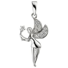 Kettenanh&auml;nger Jobo "Anh&auml;nger Elfe 24 mm", silber 925, wei&szlig;, Schmuckanh&auml;nger, Damen, Silber 925 (Sterlingsilber), Kettenanh&auml;nger, 925 Silber rhodiniert mit 16 Zirkonia