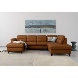 Sit & More Wohnlandschaft SIT & MORE, B:306cm H:87cm T:212cm, braun, 100% Polyester, Sofas, "Mellum U-Form", Federkern, wahlweise mit Bettfunktion, Stauraum und