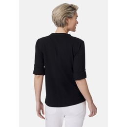 STOOKER WOMEN Damen 3/4-Arm-Shirt "MARIE T-Shirt 3/4 - Arm", schwarz, Gr. S, Jersey, 100% Baumwolle, Shirts, Regular Fit Slub Yarn Baumwolle Henley