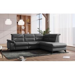 Sit & More Ecksofa SIT & MORE, B:256cm H:91cm T:225cm, grau, 100% Polyester, Wohnzimmer, Sofas, "Astoria L-Form", wahlweise mit motorischer Relaxfunktion