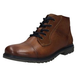 Bugatti Herren Schn&uuml;rboots, Gr. 45, braun, Leder, used, Schuhe, Boots, Herrenschuh, Stiefelette mit seitlichem Logo-Branding