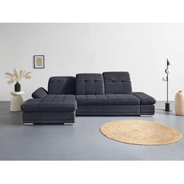 Ecksofa COTTA, B:302cm H:86cm T:190cm, schwarz, 90% Polyester, 10% Polyamid, Wohnzimmer, Sofas, "Holiday L-Form mit Sitztiefen-, Armteil- und