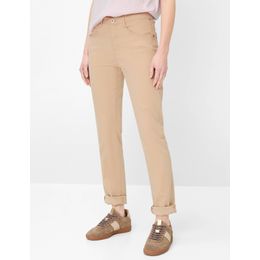 Brax Damen Five-Pocket-Hose Style CAROLA SANDSHELL, denim beige, Gr. 48K