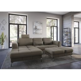 Sit & More Ecksofa SIT & MORE, B:284cm H:87cm T:175cm, braun, Wohnzimmer, Sofas, "Bendigo L-Form", inklusive Sitztiefenverstellung, Bodenfreiheit 15 cm, 2