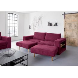 4-Sitzer, B:252cm H:96cm T:107cm, lila, LOOKS by Wolfgang Joop, Sofas, "Looksvb", Verwandlungssofa: aus Sofa wird Sofa mit 2 Hockern, mit