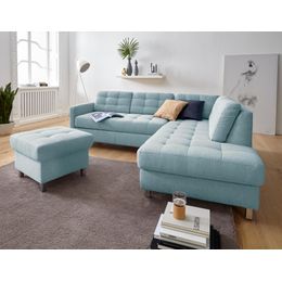 Sit & More Ecksofa SIT & MORE, B:233cm H:80cm T:196cm, blau, Struktur fein (100% Polyester), Wohnzimmer, Sofas, "Picasso L-Form", wahlweise mit Bettfunktion und