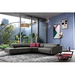 Ecksofa Egoitaliano, B:314cm H:96cm T:284cm, grau, Luxus-Micofaser Lederoptik (100% Polyester) ist ein neues technisches Gewebe mit einem visuellen