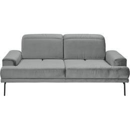2-Sitzer Musterring, B:198cm H:79cm T:130cm, grau, 100% Polyester, Sofas, "MR 4580", inkl. Kopf- und Sitztiefenverstellung, Fu&szlig; schwarz, B198 x T103