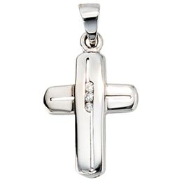 Jobo Damen Kreuzanh&auml;nger "Anh&auml;nger Kreuz Wei&szlig;goldkreuz 17 mm", Diamanten Wei&szlig;gold 585wei&szlig;gold 585, Diamanten, Wei&szlig;gold 585, Schmuckanh&auml;nger, 585