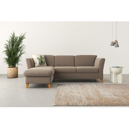 Ecksofa Home Affaire, B:249cm H:86cm T:162cm, beige, 100% Polyester, Wohnzimmer, Sofas, "Trelleborg L-Form", Federkern-Polsterung, wahlweise mit