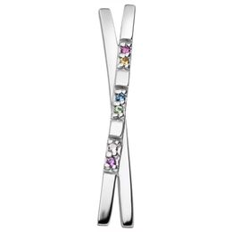 Kettenanh&auml;nger Jobo "Anh&auml;nger Silberanh&auml;nger 30 mm", silber 925, mehrfarbig, Schmuckanh&auml;nger, Damen, Silber 925 (Sterlingsilber), Kettenanh&auml;nger, 925 Silber rhodiniert mit 6 bunten Zirkonia