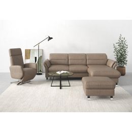 Sit & More Ecksofa SIT & MORE, B:251cm H:85cm T:161cm, grau, Wohnzimmer, Sofas, "Grenoble L-Form mit Federkern", wahlweise mit Bettfunktion, Bettkasten, Arm-