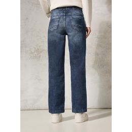 Cecil Damen Loose-fit-Jeans, blau, Gr. 36, unifarben, Jeans, 77% Baumwolle, 20% Polyester, 3% Elasthan, Jeans, mit Knopfleiste