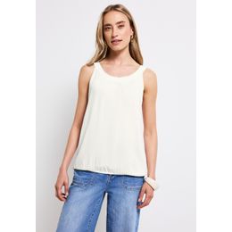 Street One Damen Tr&auml;gertop, wei&szlig;, Gr. 46, unifarben, Stoff, 95% Viskose, 5% Elasthan, Tops, mit Elastiksaum