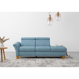 Recamiere Home Affaire, B:206cm H:84cm T:93cm, blau, 100% Polyester, Sofas, "Lindgren", wahlweise motorische TV-Funktion, Bettkasten und