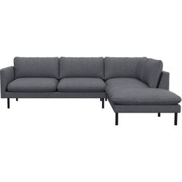 Ecksofa FLEXLUX, B:262cm H:61cm T:222cm, blau, 62% Polyester, 17% Cotton, 14% Viscose, 7% Linen, Wohnzimmer, Sofas, "Bolzano Designsofa, bequem durch