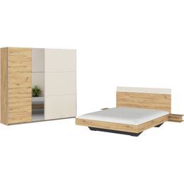Schlafzimmer-Set Rauch, braun, Holzwerkstoff, Schlafzimmerm&ouml;bel-Sets, "Monza", mit Schwebet&uuml;renschrank Breite 218 cm, Bettanlage in 2 Breiten