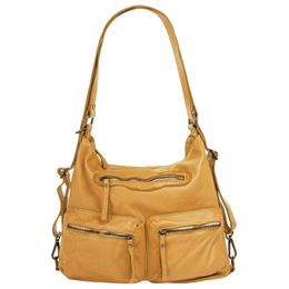 Samantha Look Damen Shopper, gelb, Leder, vintage, Taschen, echt Leder, Made in Italy