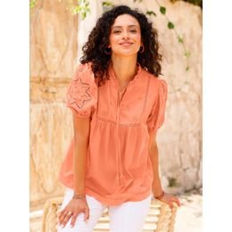 Inspirationen Damen Longbluse, orange, Gr. 42, unifarben, 100% Baumwolle, Blusen