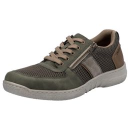 Rieker Damen Sneaker, Gr. 41, gr&uuml;n, Lederimitat, Textil, Schuhe, Halbschuh, Schn&uuml;rschuh, Freizeitschuh mit seitlichem Rei&szlig;verschluss