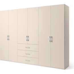 Dreht&uuml;renschrank, B:301cm H:223cm T:60cm, beige, SET ONE BY Musterring, Holzwerkstoff, Schr&auml;nke, "Henderson", mit 3 Schubladen, inkl. Fachb&ouml;den und