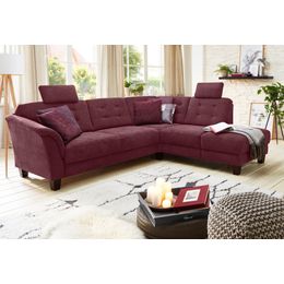 Ecksofa Home Affaire, B:260cm H:89cm T:214cm, lila, Struktur fein (100% Polyester);Flachgewebe (100% Polyester);Luxus-Microfaser (90% Polyester, 10%