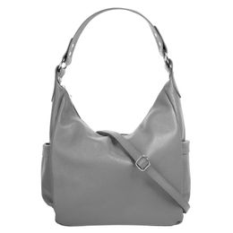 Samantha Look Damen Shopper, grau, Leder, unifarben, Taschen, echt Leder, Made in Italy