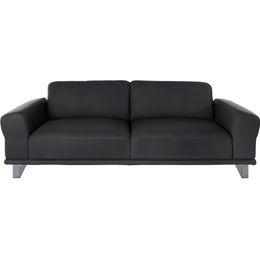 2,5-Sitzer W.Schillig, B:232cm H:78cm T:94cm, schwarz, Sofas, "montanaa", mit Metallkufen in Silber matt, Breite 232 cm