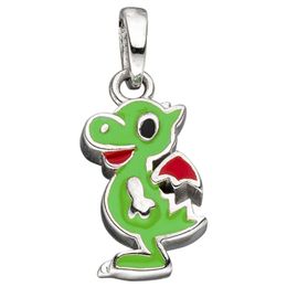 Jobo M&auml;dchen Kettenanh&auml;nger "Anh&auml;nger Kinderanh&auml;nger Drache gr&uuml;n 13 mm", Silber 925 (Sterlingsilber)gr&uuml;n, Silber 925 (Sterlingsilber),