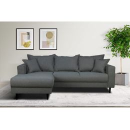 Ecksofa Home Affaire, B:230cm H:76cm T:150cm, grau, 100% Polyester, Wohnzimmer, Sofas, "VEYRAS L-Form, hoher Sitzkomfort, Ma&szlig;e B/T/H: 230/150/76 cm",