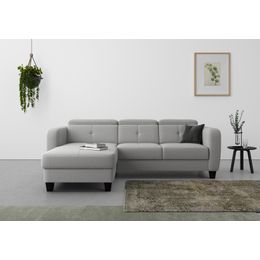Sit & More Ecksofa SIT & MORE, B:247cm H:85cm T:170cm, grau, Wohnzimmer, Sofas, "Belluci L-Form", inklusive Federkern, wahlweise mit Bettfunktion und Bettkasten