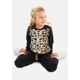 DENOKIDS Damen Hausanzug "Plush Leopard", Gr. 98, bunt, 100% Polyester, Basic, Homewear-Sets, mit Leopardenmuster