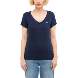 Mustang Damen Kurzarmshirt "Damen Style Beverly", blau, Gr. XS, Jersey, 100% Baumwolle, Shirts