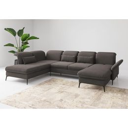 Sit & More Wohnlandschaft SIT & MORE, B:359cm H:92cm T:231cm, grau, 100% Polyester, Sofas, "Emely, inkl. Sitztiefenverstellung", wahlweise mit