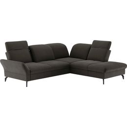 Sit & More Ecksofa SIT & MORE, B:288cm H:88cm T:242cm, grau, 100% Polyester, Wohnzimmer, Sofas, "Leandro L-Form", Wahlweise mit Bett-, Kopfteil - und