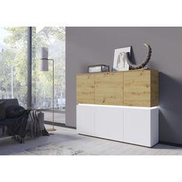 Highboard Home Affaire "Luci", eichefarben artisan, alpinwei&szlig;, B:165,5cm H:131,5cm T:40cm, Holzwerkstoff, Sideboards, Highboard, Breite 165,5 cm