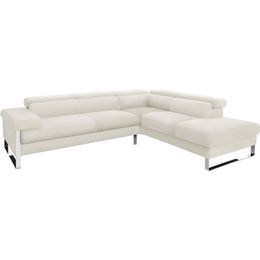Ecksofa W.Schillig, B:281cm H:71cm T:230cm, wei&szlig;, Flachgewebe S22 (100% Polyester);Stoff S37 (100% Polyester);Longlife Xtra-Leder Z59: Glattleder mit