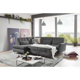 Ecksofa DIE PLANBAR, B:242cm H:87cm T:116cm, grau, 100% Polyester, Wohnzimmer, Sofas, "MP-IN20016 L-Form mit Federkern-Polsterung", wahlweise mit