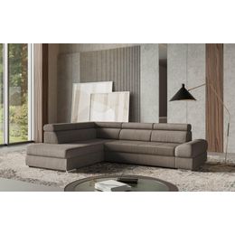 Sit & More Ecksofa SIT & MORE, B:270cm H:79cm T:213cm, braun, 100% Polyester, Wohnzimmer, Sofas, "Broadway L-Form", mit verstellbaren Kopfteilen, wahlweise mit