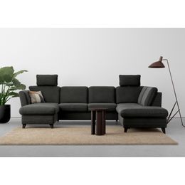 Wohnlandschaft Home Affaire, B:307cm H:86cm T:213cm, grau, 95% Polyester, 5% Polyamid, Sofas, "Trelleborg U-Form", wahlweise mit Bettfunktion und