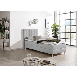 Boxbett Maintal, B:104cm L:206cm, grau, Komplettbetten, mit Bettkasten und Kaltschaum-Topper