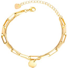 Firetti Damen Armband "Schmuck Geschenk Edelstahl Armschmuck Ankerkettengliederung Pl&auml;ttchen", 22,5cm, Edelstahl, gold, Edelstahl, Armb&auml;nder