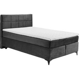 Boxspringbett, B:143cm L:210cm, schwarz, ED EXCITING DESIGN, 100% Polyester, Jugendzimmer, Komplettbetten, "Navarra", wahlweise mit Matratze