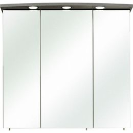 Spiegelschrank SAPHIR, B:75cm H:72cm T:20cm, grau, Badezimmer, Schr&auml;nke, "Quickset 916 Badschrank, 3 Spiegelt&uuml;ren, 6 Einlegeb&ouml;den, 75 cm breit",