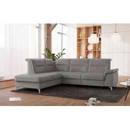 Sit & More Ecksofa SIT & MORE, B:256cm H:91cm T:225cm, grau, 100% Polyester, Wohnzimmer, Sofas, "Astoria L-Form", wahlweise mit motorischer Relaxfunktion